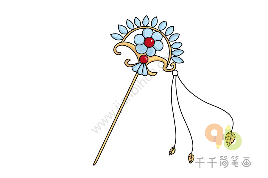 古装头饰发饰简笔画 绘画古风头饰 古代发饰简笔画 大山谷图库