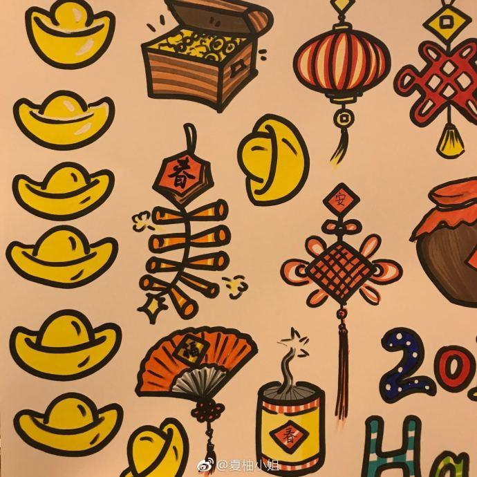 春节简笔画:年味十足的新年涂鸦小画新年简笔画