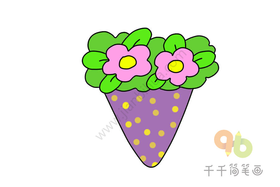 花束简笔画步骤图_花朵