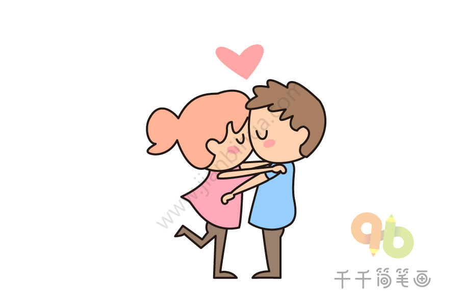 情人节快乐 情侣简笔画图片_情人节