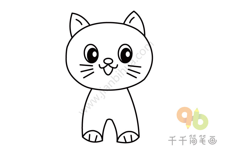 超萌小猫简笔画步骤图_猫