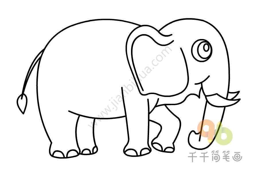 怎么画卡通大象简笔画_陆地动物