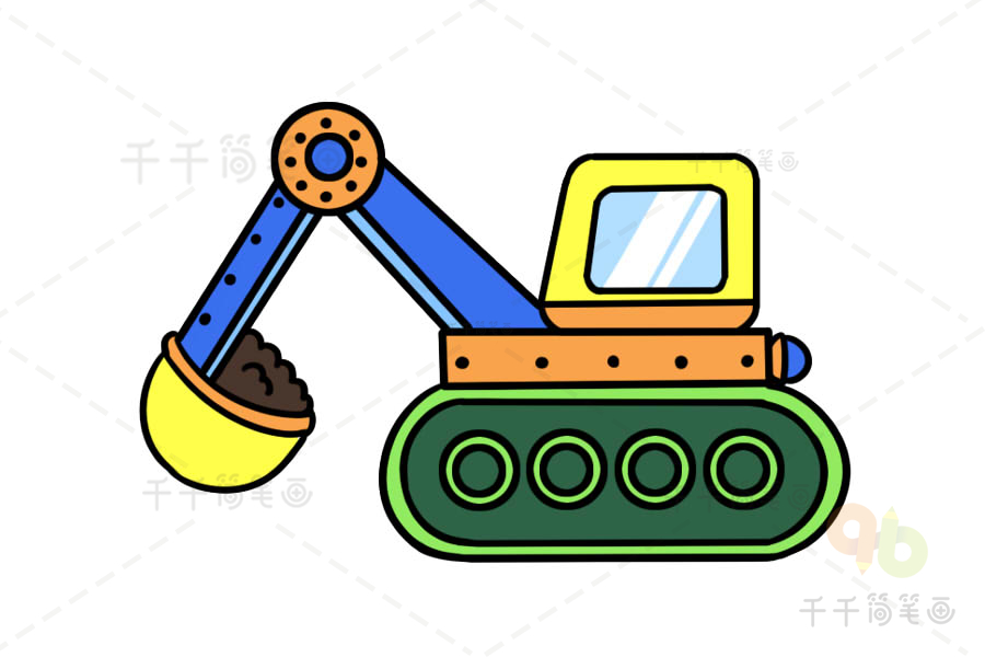 挖土机简笔画如何画交通工具视频