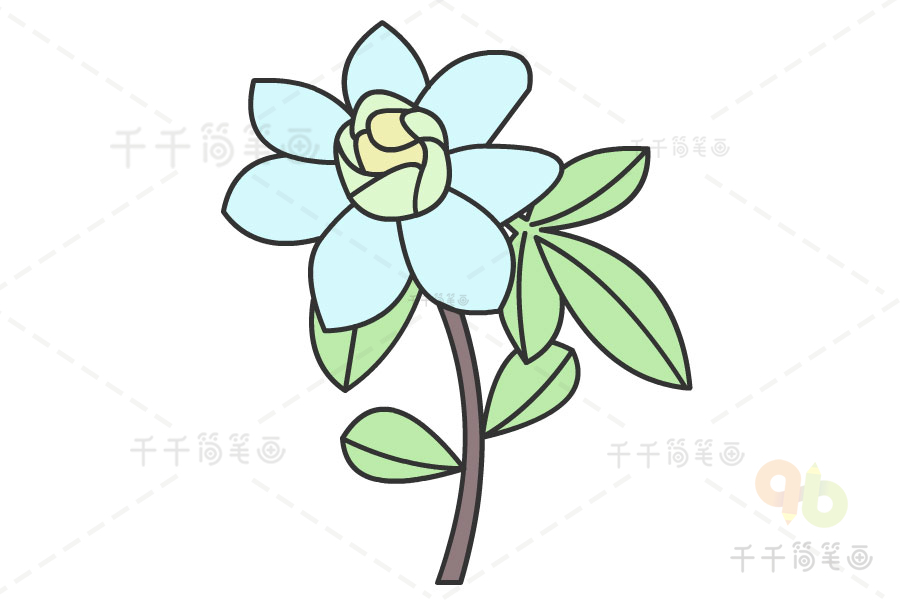 蓝花简笔画,紫花简笔画_大山谷图库