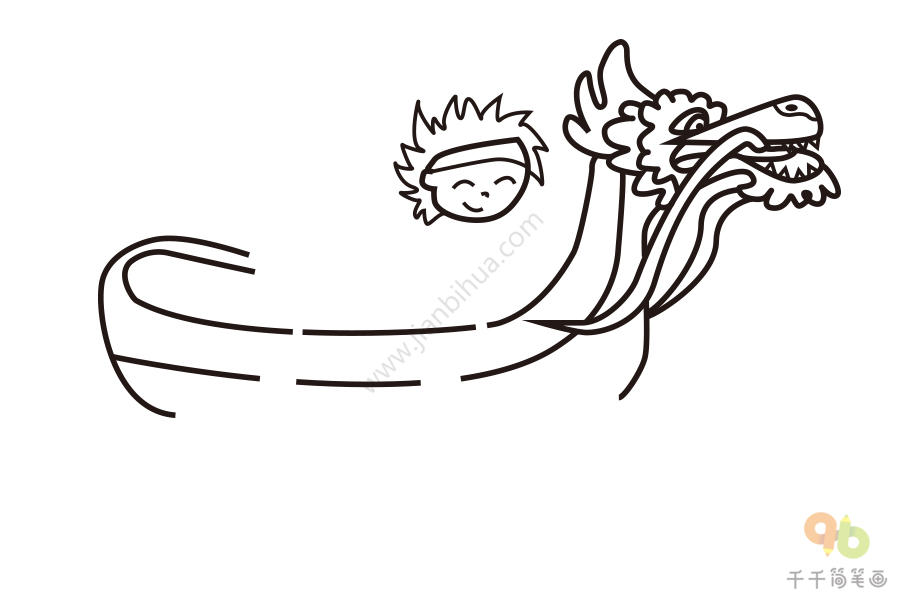 赛龙舟简笔画图片教程_端午节简笔画