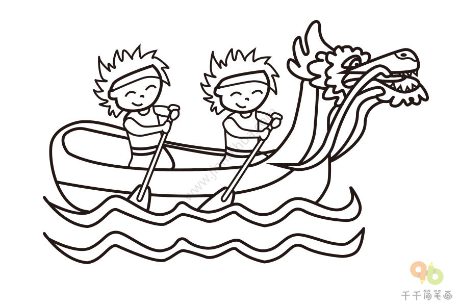赛龙舟简笔画图片教程_端午节简笔画