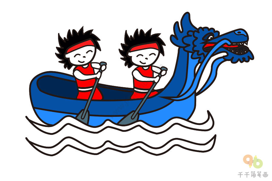 赛龙舟简笔画图片教程_端午节简笔画