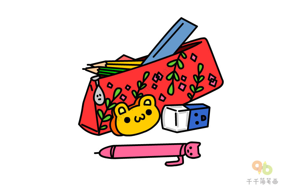 文具盒简笔画图片教程_学习用品简笔画