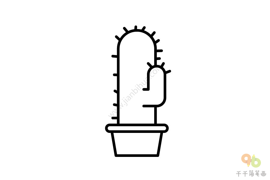 仙人掌简笔画画法步骤图_仙人掌简笔画