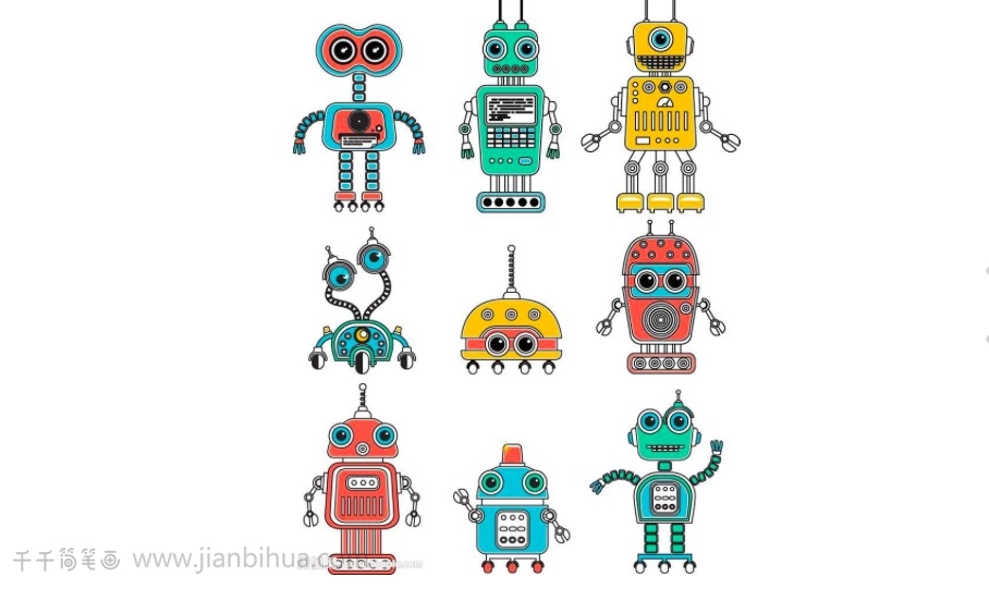 人工智能机器人大全简笔画_科幻人物