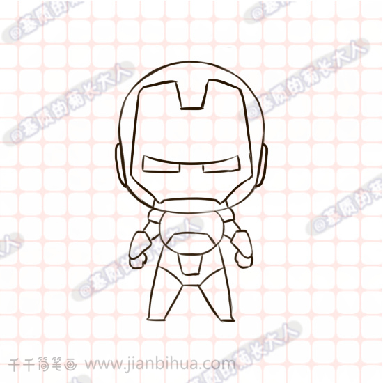 Q版钢铁侠简笔画_卡通动漫人物
