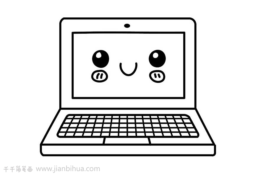 笔记本电脑简笔画如何画_生活用品简笔画